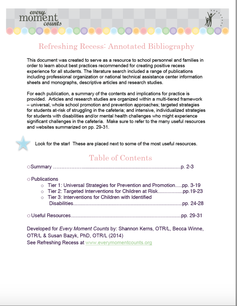 Refreshing Recess - Every Moment Counts